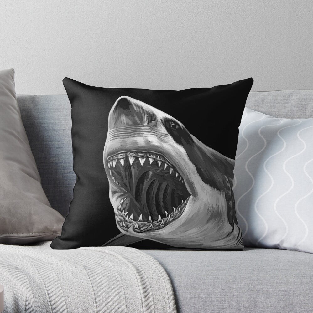 Great White Shark Throw Pillow Sofa Cushion Sitting Cushion Pillow Cov ...